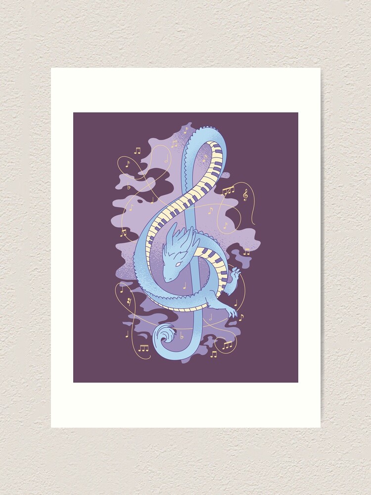 "Musical Dragon Piano Keys Music Notes Pianist Art" Art Print for Sale ...