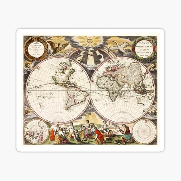"Vintage World Map" Sticker for Sale by RamonSpe | Redbubble