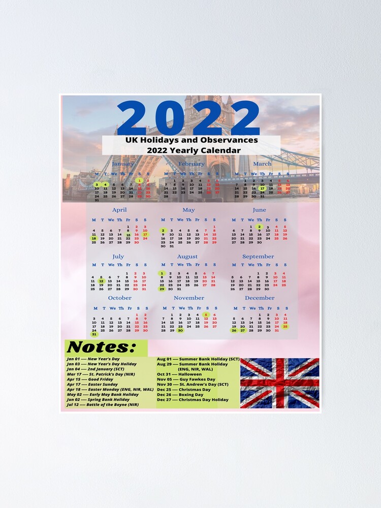 "2022 calendars. Uk" Poster for Sale by DesignMod | Redbubble
