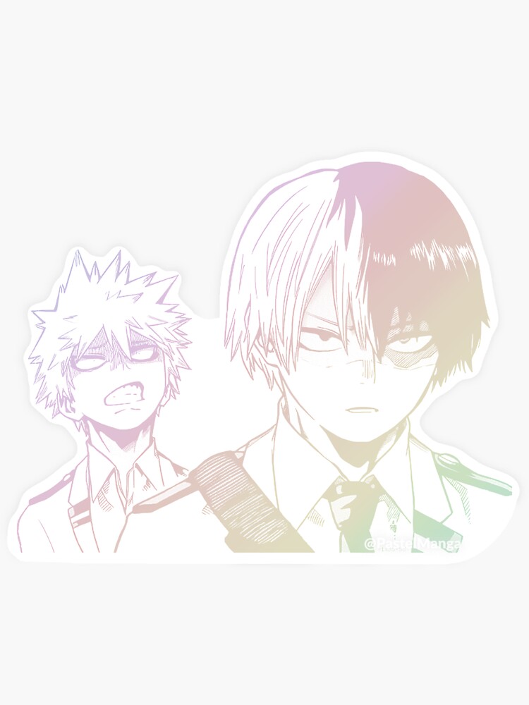 "Pink Pastel Katsuki Bakugo Shoto Todoroki Manga Sticker MHA" Sticker ...