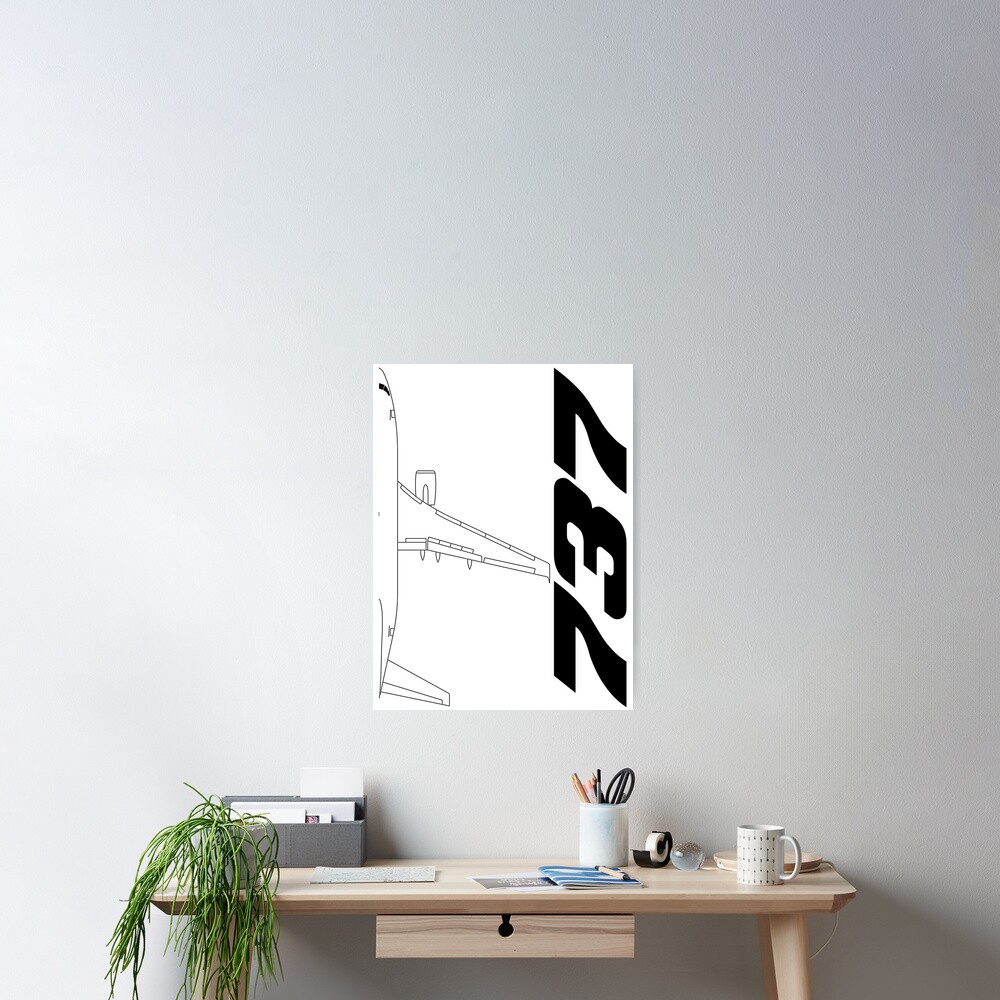 "Boeing 737 Silhouette Black Top View" Poster for Sale by ...