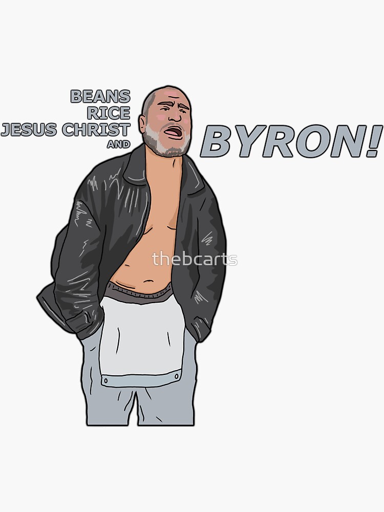 "Beans Rice Jesus Christ and BYRON" Sticker for Sale by thebcarts ...