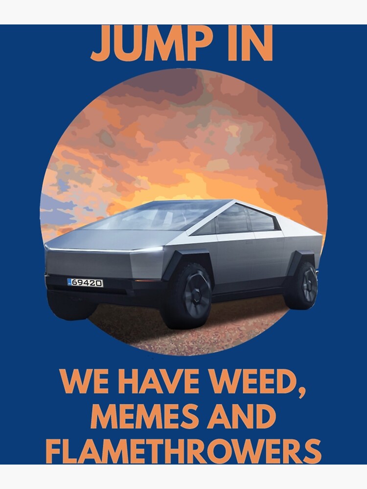 "Cybertruck - Cybertrucks, Meme, Gras und Flammenwerfer" Fotodruck von ...