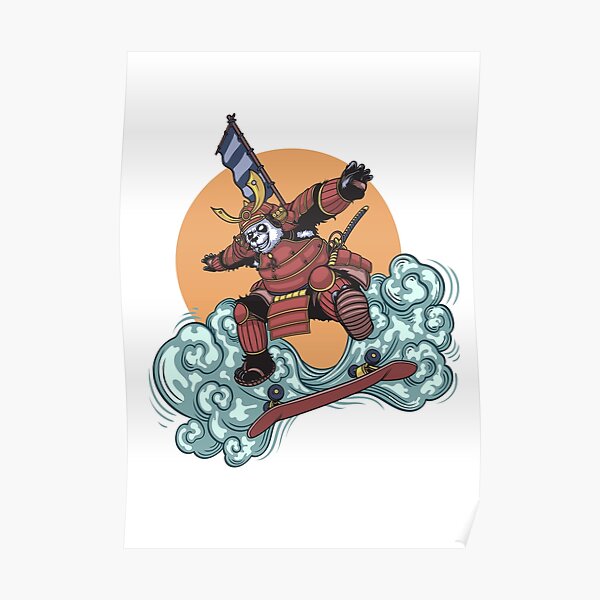 "Skater panda samurai" Poster for Sale by obux | Redbubble