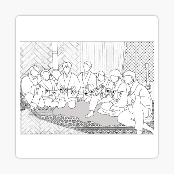 "Bts Holiday line Art" Sticker for Sale by Jeni-ka | Redbubble