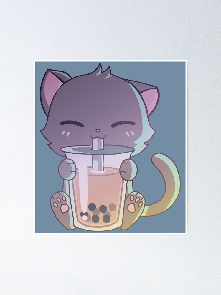"Hazy Bubble Tea Kitty" Poster for Sale by emiliapapaya | Redbubble