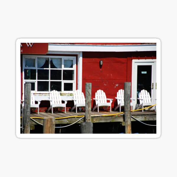 "Adirondack chairs on a dock" Sticker for Sale by arboy28 | Redbubble
