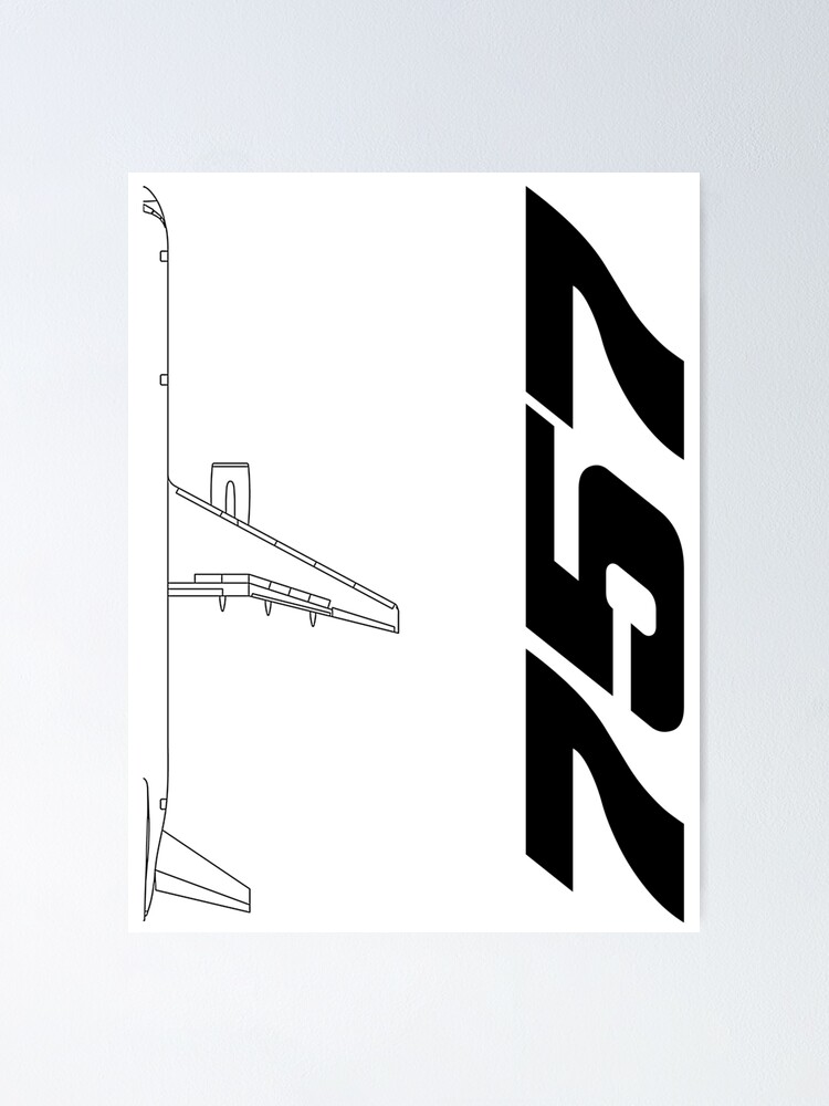 "Boeing 757 Silhouette Black Top View" Poster for Sale by ...