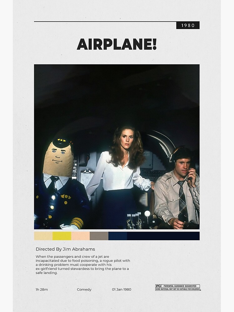 "Airplane movie 1980 Vintage Poster Airplane! Minimalist Style" Poster ...