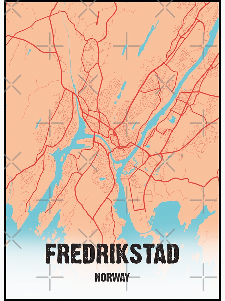 "Fredrikstad map Norway" Sticker for Sale by PostersProf1 | Redbubble