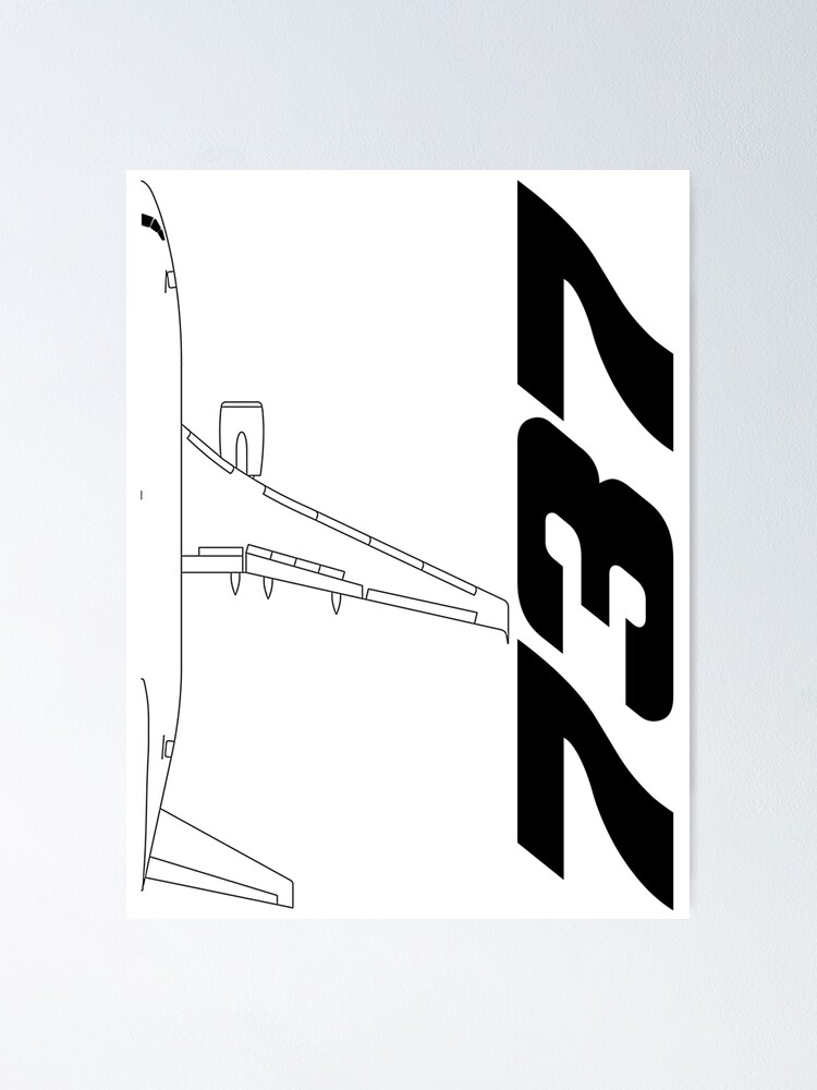 "Boeing 737 Black Silhouette Top View" Poster for Sale by Avinez ...