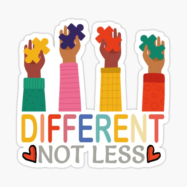 "Autism Awareness Hands | Different Not Less" Sticker for Sale by ...