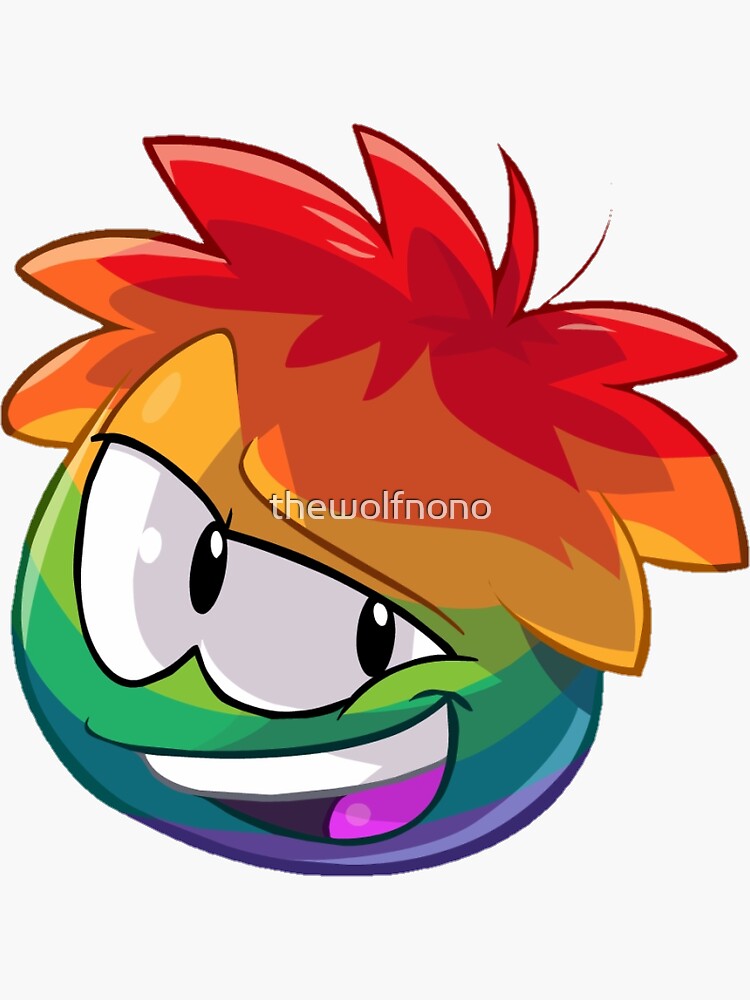 "Rainbow Puffle, Cute Puffle funny rainbow puffle " Sticker for Sale by ...