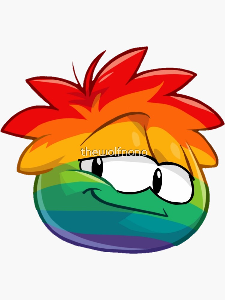 "Rainbow Puffle, Cute Puffle funny rainbow puffle " Sticker for Sale by ...