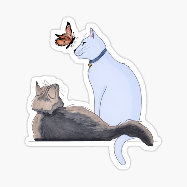 "Curious cats" Sticker by ShiroiHana013 | Redbubble