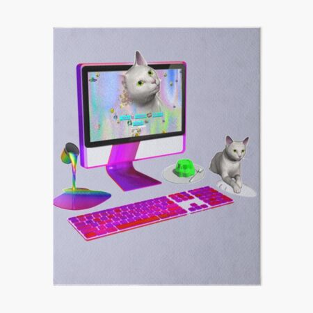 "vaporwave cat computer" Art Board Print for Sale by aciddes | Redbubble