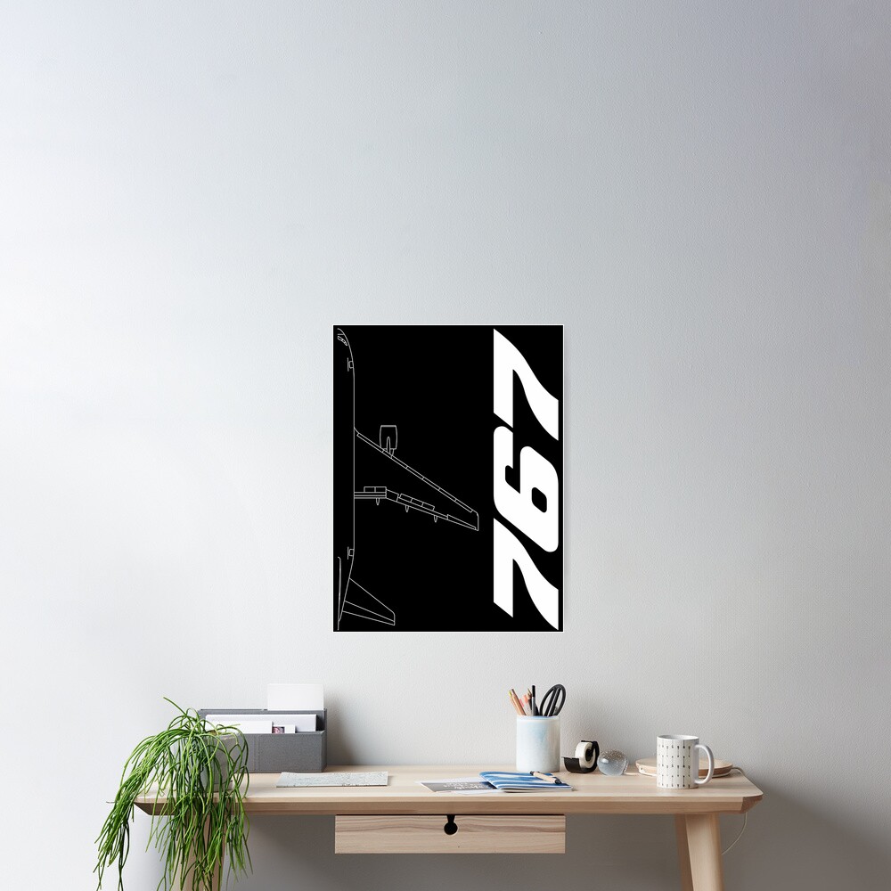 "Boeing 767 Silhouette Top View" Poster for Sale by magazinecombate ...