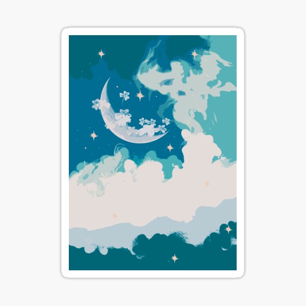 "Sky and Moon" Sticker by Voomi | Redbubble