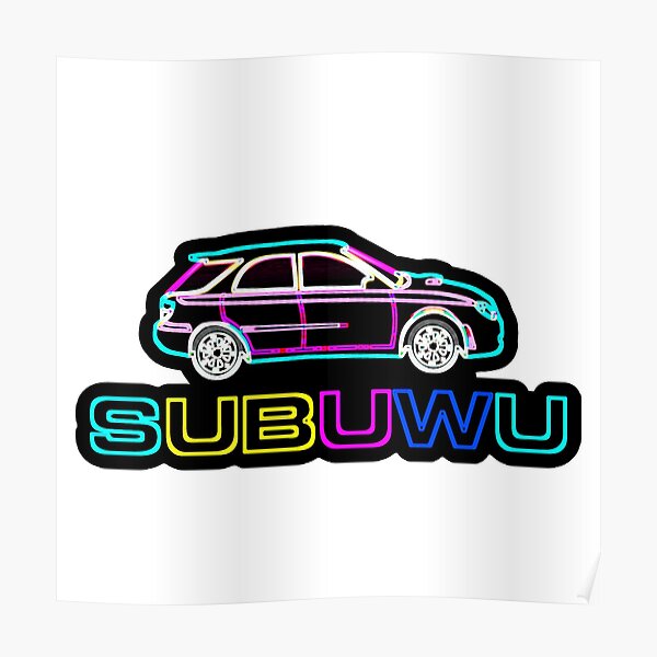 "Neon Subuwu Subaru Pastel Aesthetic Kawaii Decal WRX Vaporwave 2.0 ...