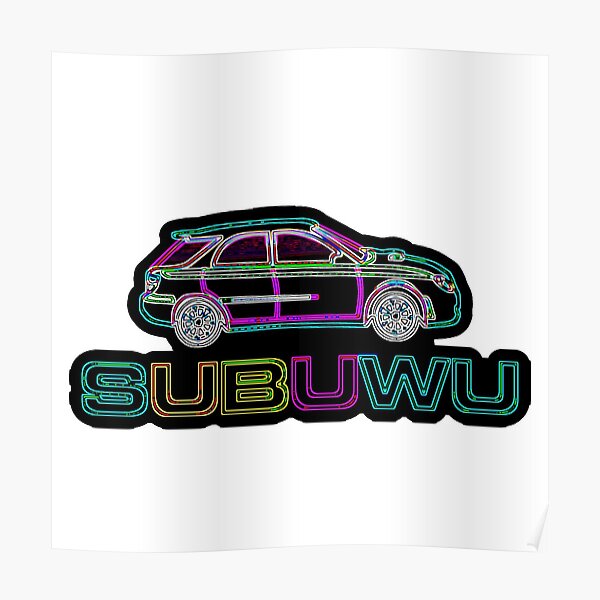 "Neon Subuwu Subaru Pastel Aesthetic Kawaii Decal WRX Vaporwave White 3 ...