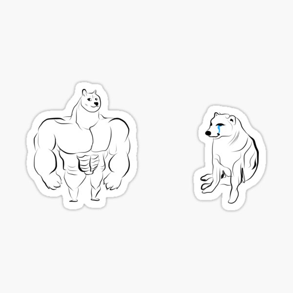 Pegatina for Sale con la obra «Dibujo de meme de Doge fuerte vs débil ...