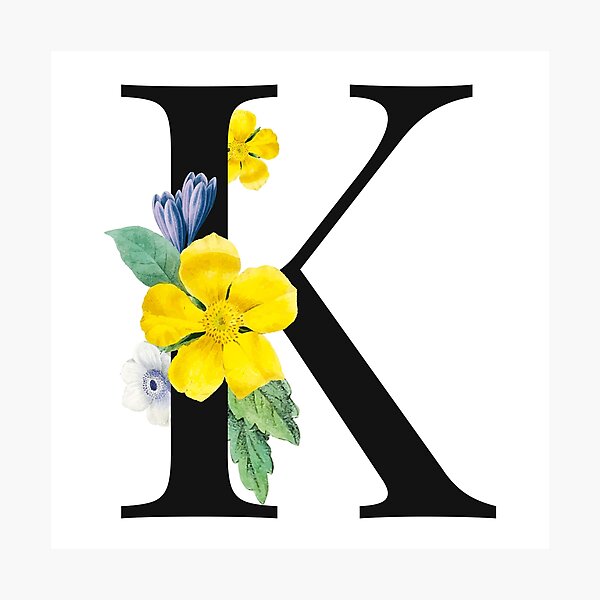 "Split Floral Letter Monogram | Personalized Flower Letter K ...