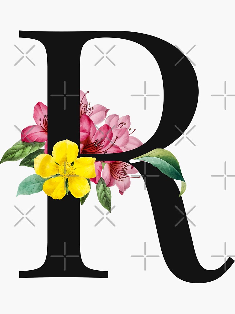 "Split Floral Letter Monogram | Personalized Flower Letter R" Sticker ...