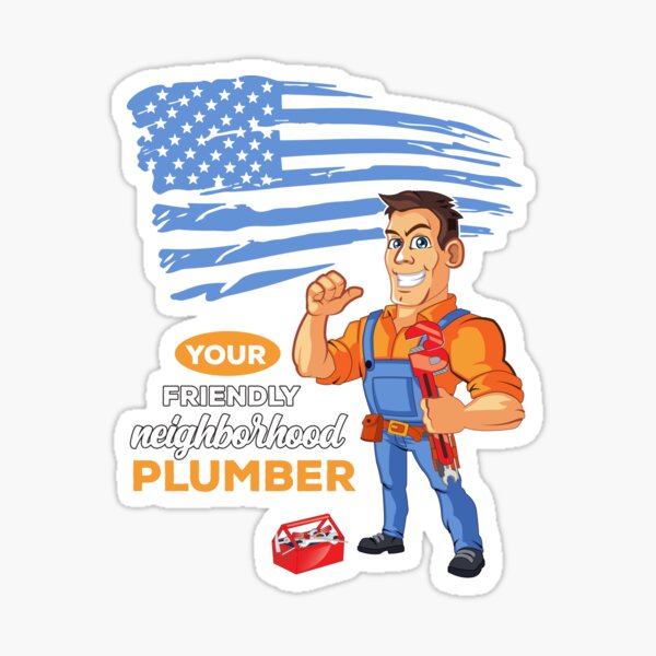 "Plumber USA American Flag - Blue&Orange - Light" Sticker by ...