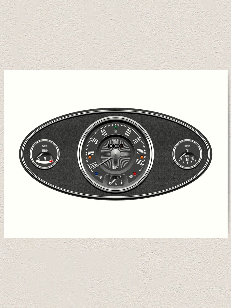 "Classic Mini dashboard" Art Print for Sale by car2oonz | Redbubble