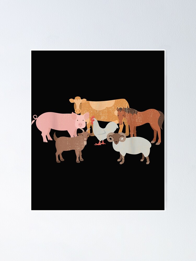 Póster «Cute Farm Animals Cow Pig Chicken Horse Sheep and Goat» de ...