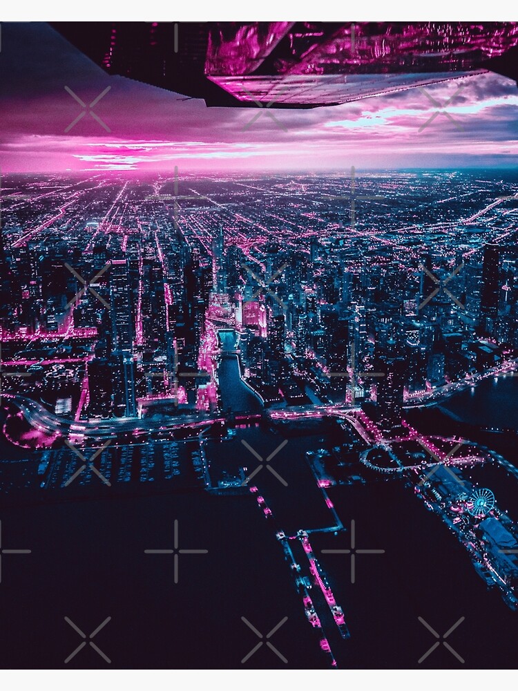"Cyberpunk Sky View of Night Cityscape-Neon Wonderland" Poster for Sale ...