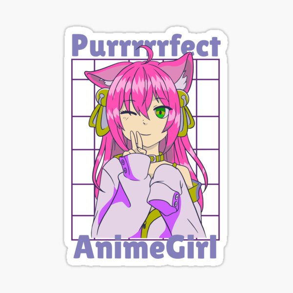 Pegatina «Purfect Anime Neko Girl - Chica de anime japonesa Moe Otaku ...