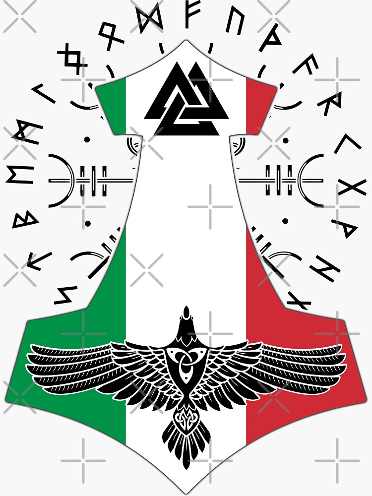 "Viking Italian Flag Viking Thor Runes Italian Vikings" Sticker for ...