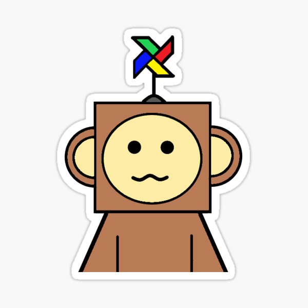 "A Square Monkey with a pinwheel on its head." Sticker for Sale by ...