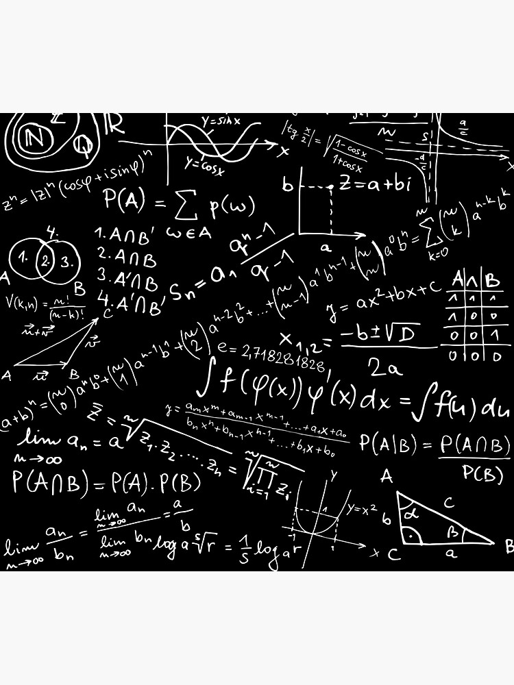 "Black Math Formula / equation sheet" Sticker for Sale by YouthfulArts ...