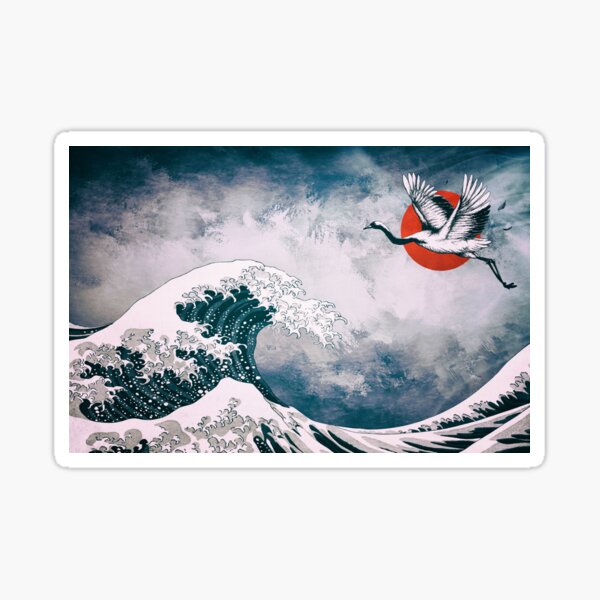 "Japanese Red Crown Crane" Sticker for Sale by jimde | Redbubble