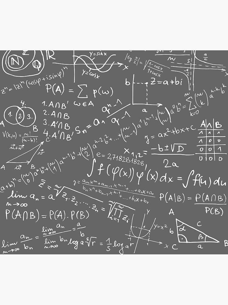 "Grey Math Formula / equation sheet" Sticker for Sale by YouthfulArts ...