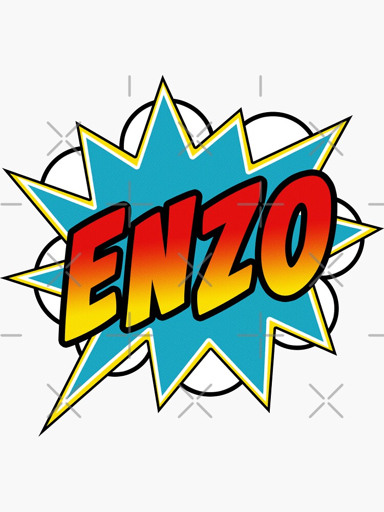 "Boys Enzo Name Comic Book Superhero" Sticker by Rixta82 | Redbubble