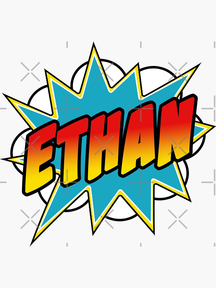 Pegatina «Superhéroe del cómic del nombre de Ethan para niños» de ...