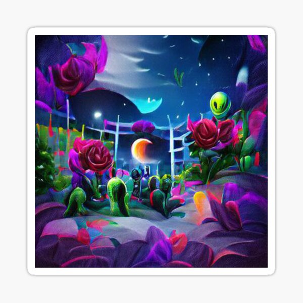 "Alien Rose Garden 2" Sticker for Sale by RilaissArt | Redbubble