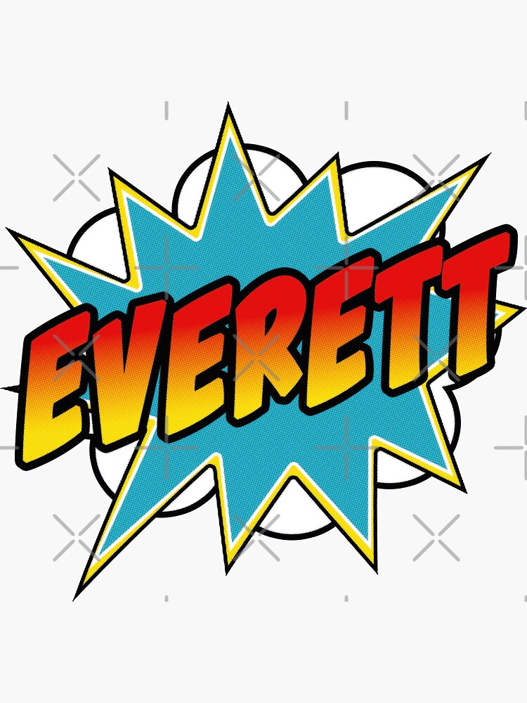"Boys Everett Name Comic Book Superhero" Sticker by Rixta82 | Redbubble