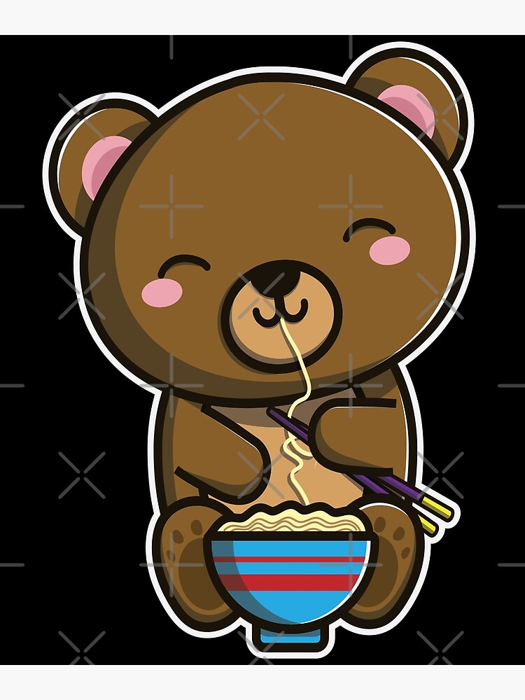 "Cute Japanese Bear Eating Ramen Noodle Kawaii Bear for kids design ...