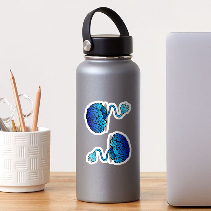 "Your Brain without Coffee - Blue" Sticker by RevolutionGFX | Redbubble