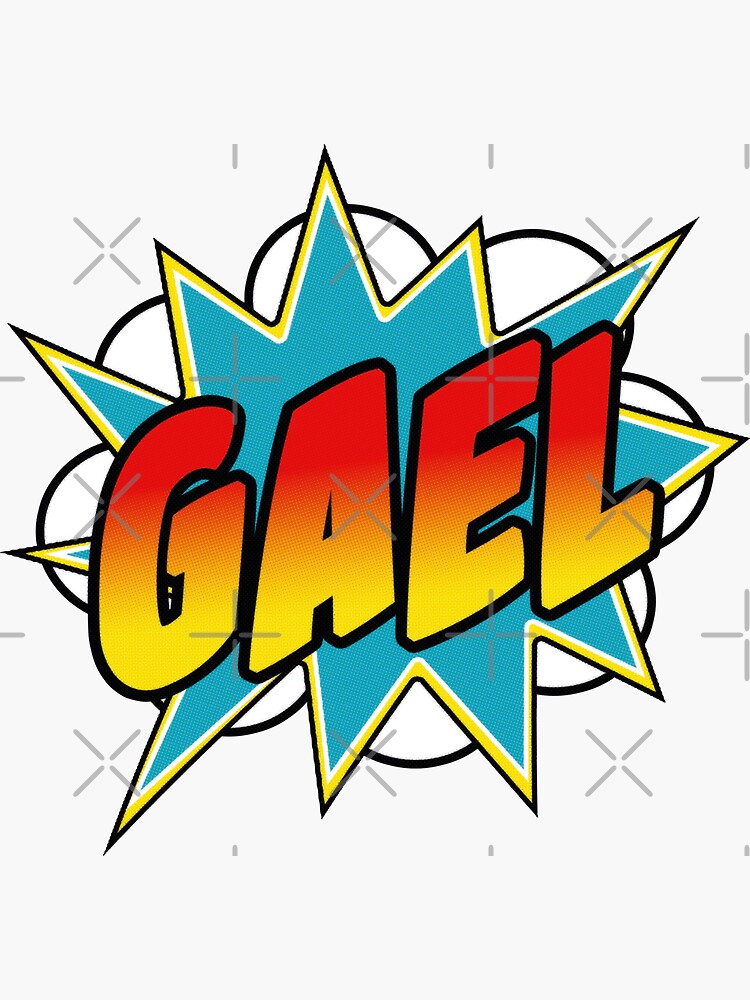 Pegatina «Niños Gael Name Comic Book Superhero» de Rixta82 | Redbubble