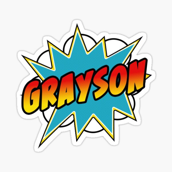 "Boys Grayson Name Comic Book Superhero" Sticker for Sale by Rixta82 ...