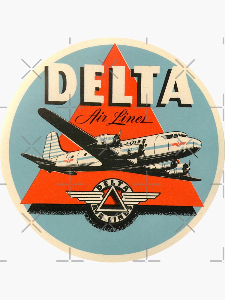 "United States Delta Airlines Vintage Luggage Label" Sticker for Sale ...