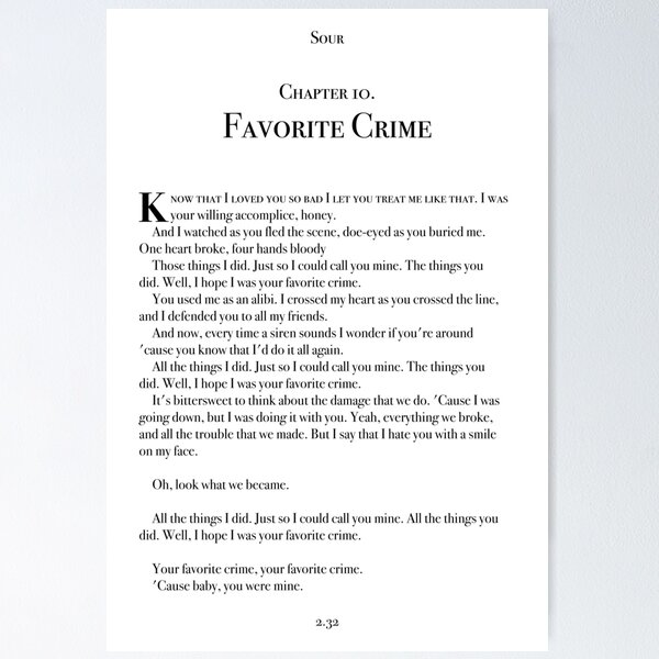 "Favorite Crime" Poster for Sale by Liyanna Baloca | Redbubble