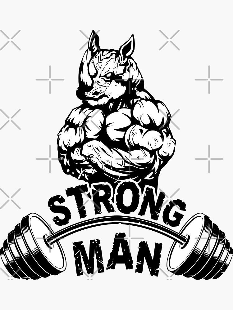 "rhinoceros strongman" Sticker for Sale by Stajic43 | Redbubble