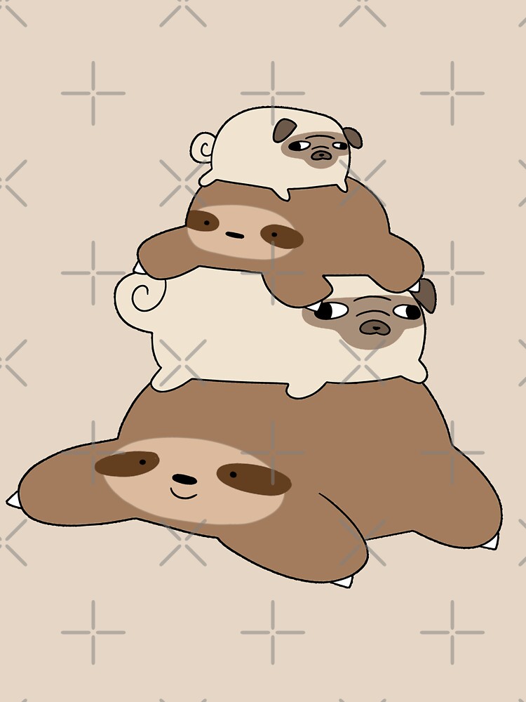 "Pug and Sloth Stack" T-shirt for Sale by SaradaBoru | Redbubble | pug ...