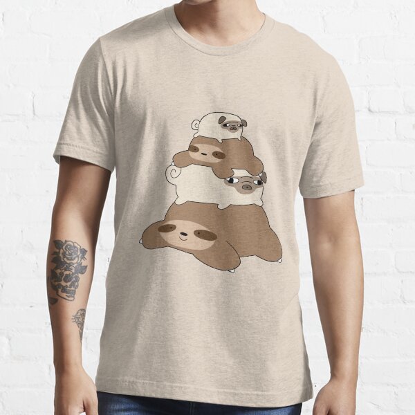 "Pug and Sloth Stack" T-shirt for Sale by SaradaBoru | Redbubble | pug ...